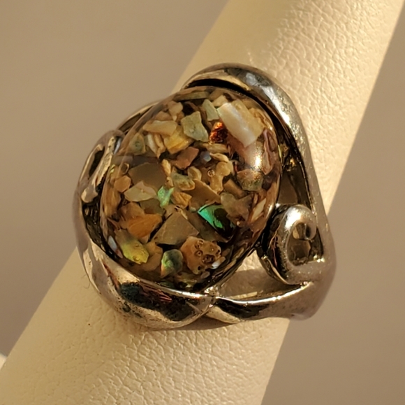 Jewelry | Vintage Silver Inlay Shell Swirl Ring | Poshmark